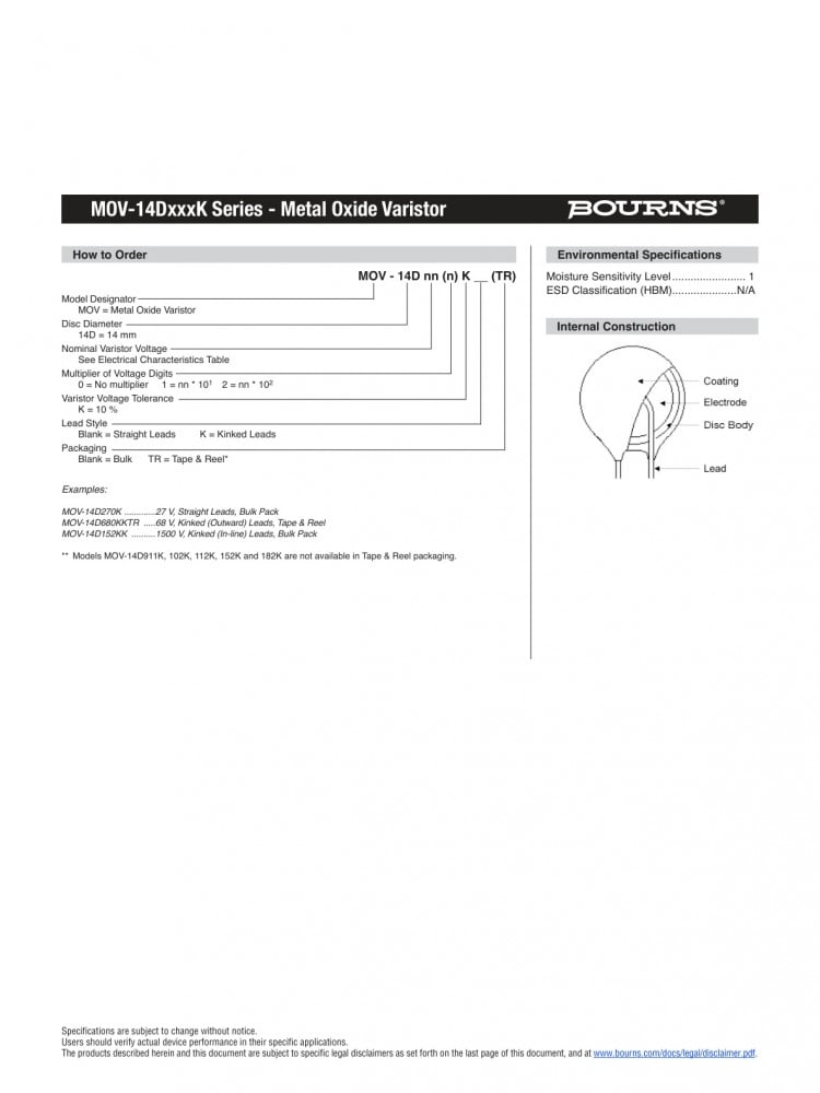 BOURNS MOV-14D431KTR datasheet page 5