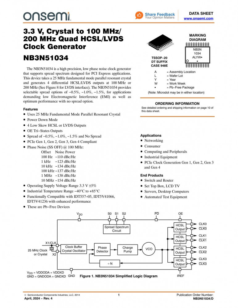 NB3N51034 datasheet page 1