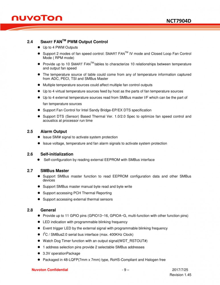 NCT7904D datasheet page 9