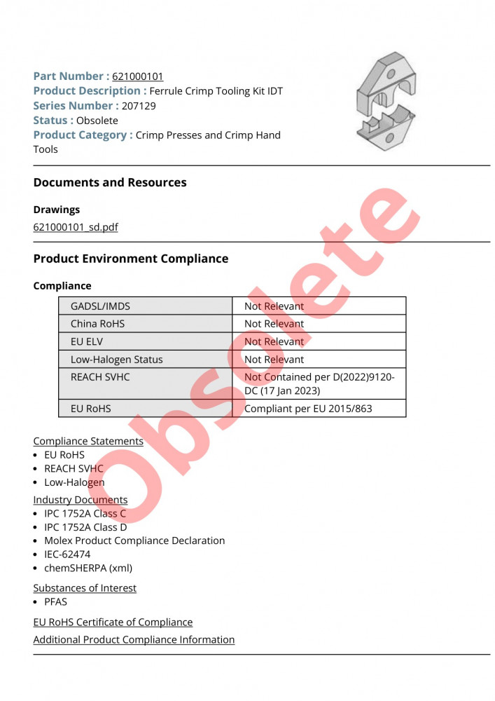 621000101 product drawing, page 1