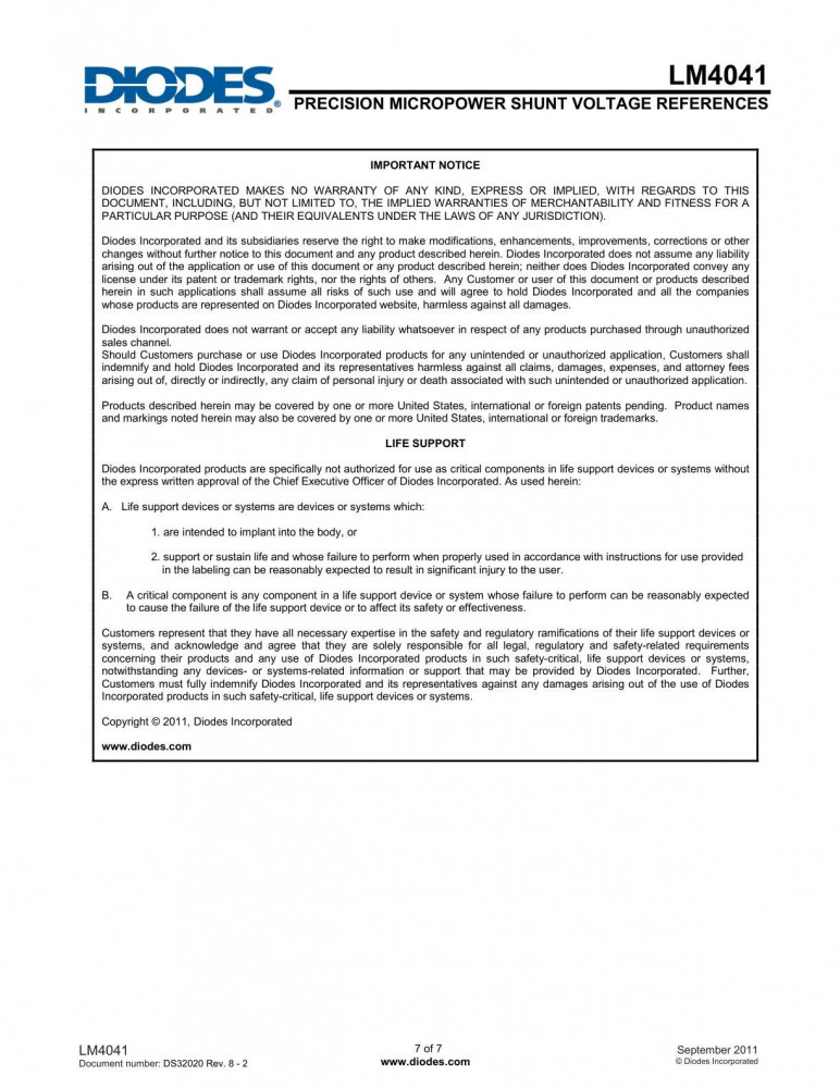 LM4041CFTA datasheet page 7
