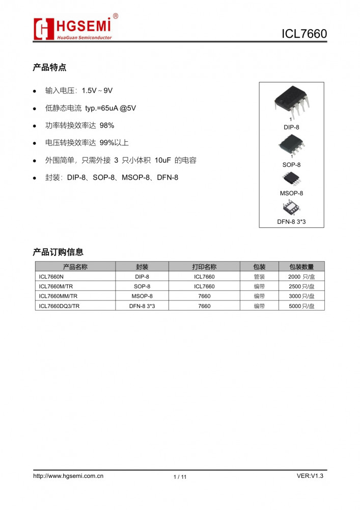 ICL7660N datasheet page 1