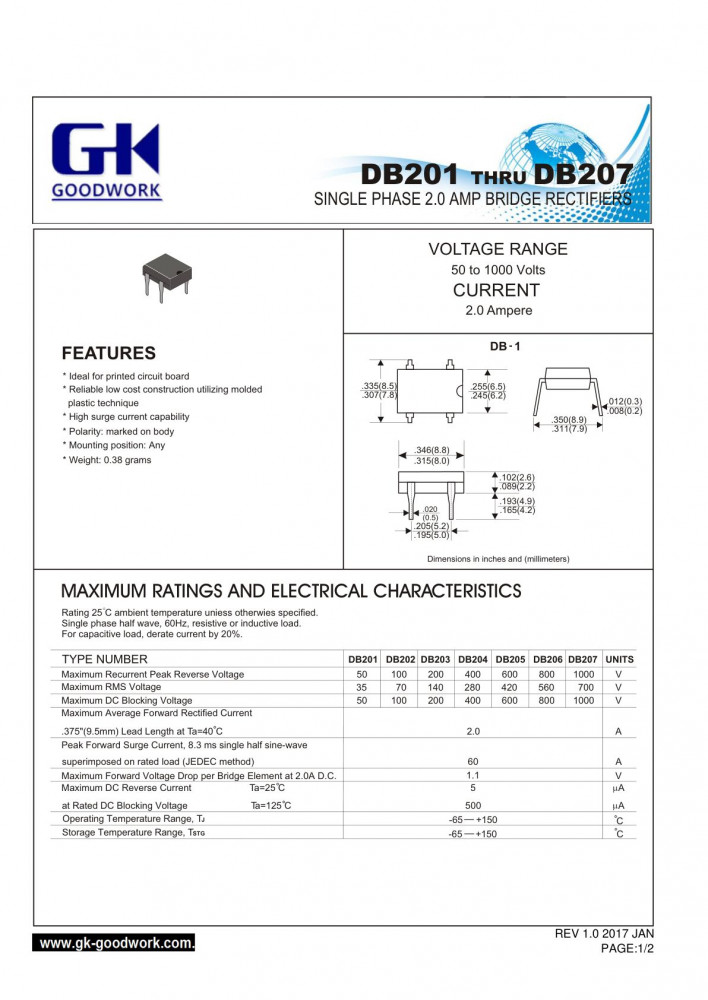 GOODWORK DB207 datasheet page 1
