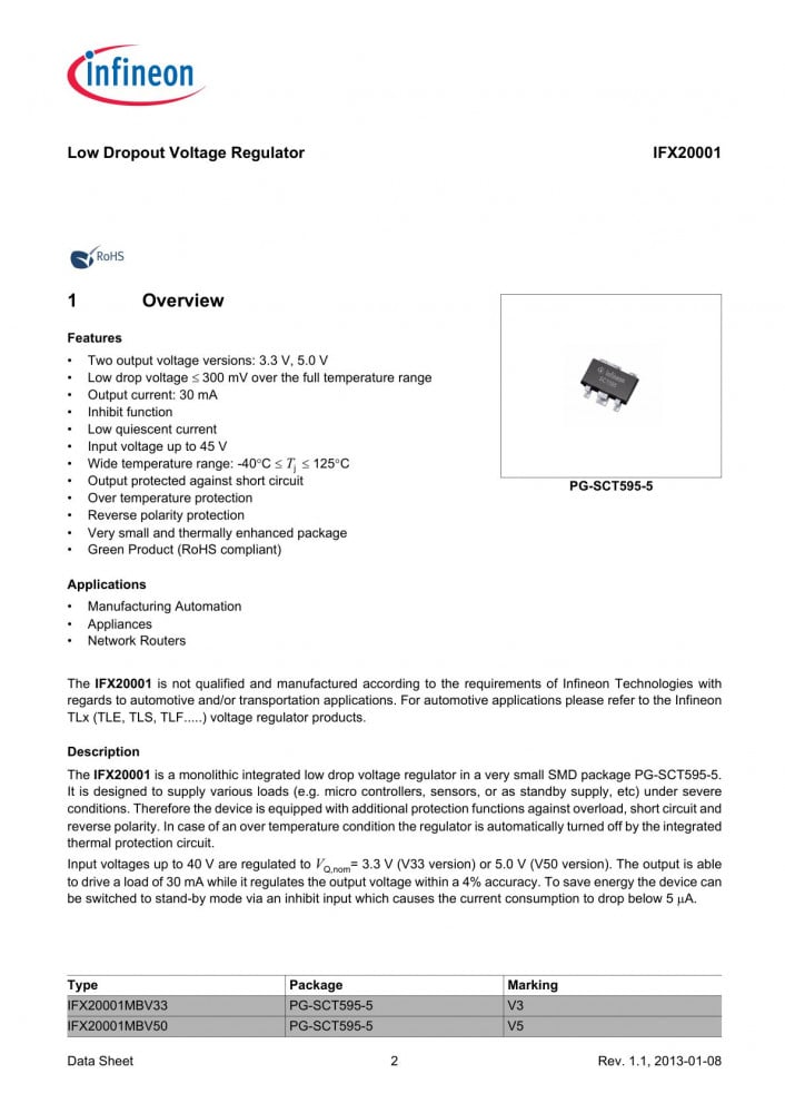 IFX20001 datasheet page 2