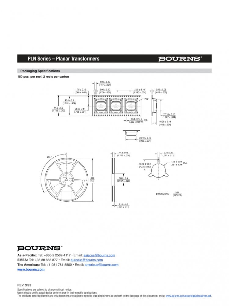 PLN Series planar transformer datasheet page 3