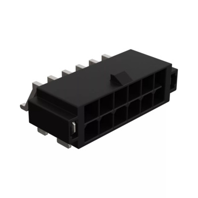 Mini-Fit Max Right Angle Header, Dual Row, Surface Mount, 12 Circuits, Matte Tin (Sn) Plating, Black, Glow-Wire Capable, Tape and Reel for sale