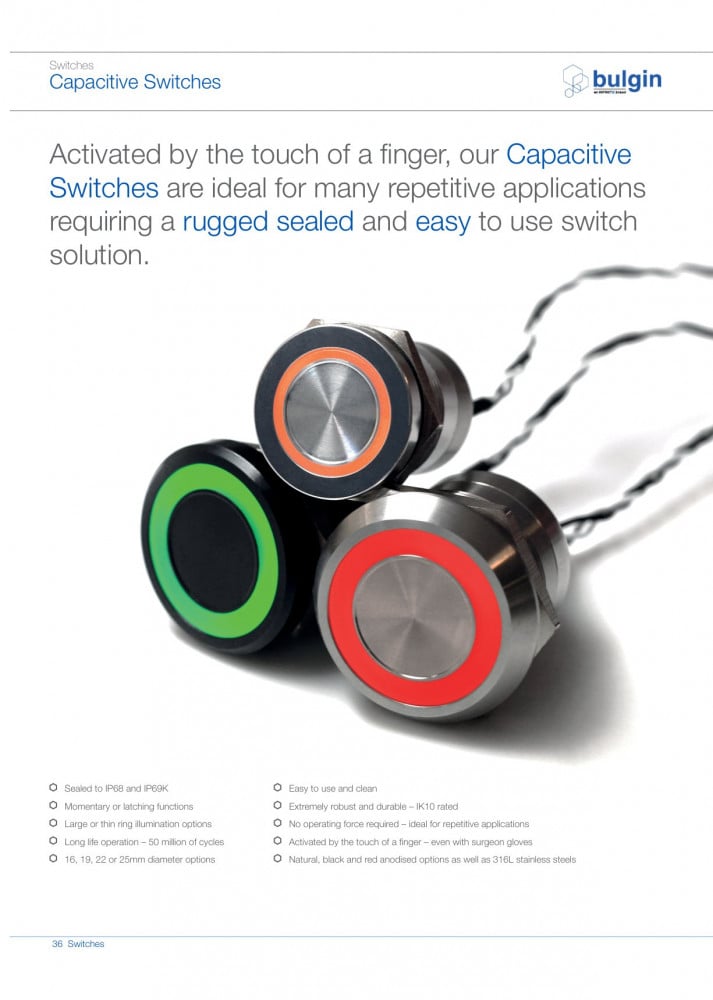 Bulgin capacitive switch document page 1