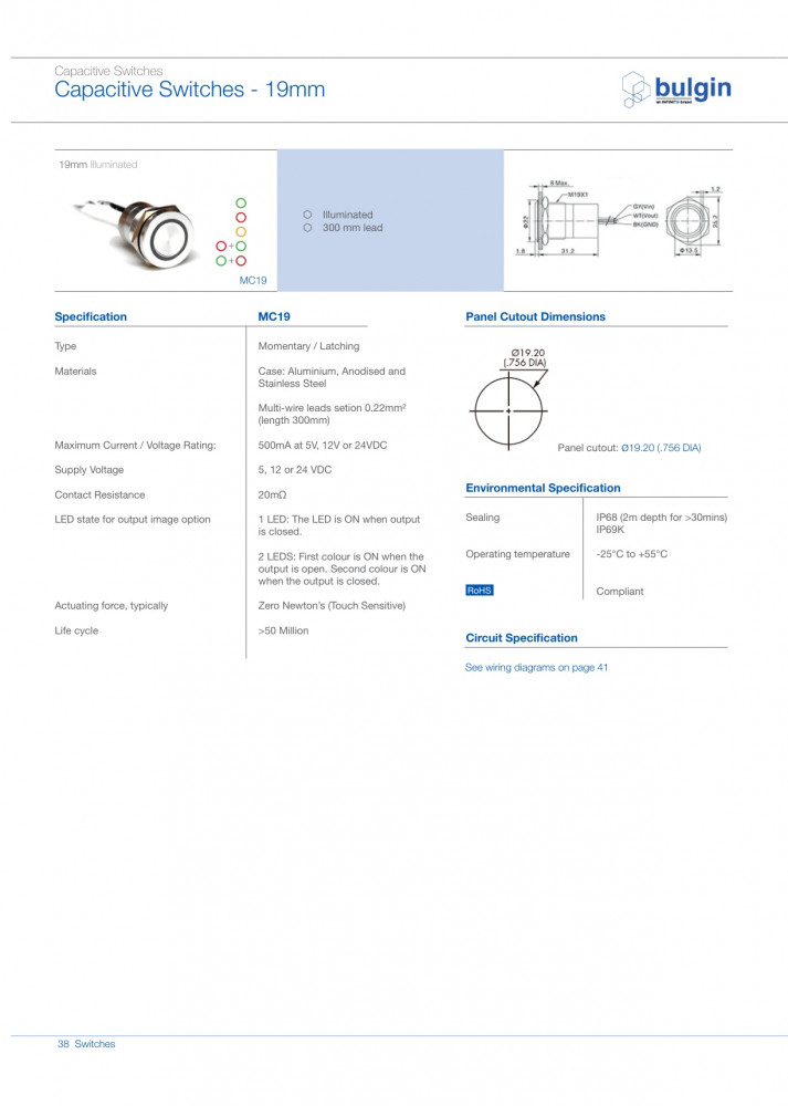 Bulgin capacitive switch document page 3