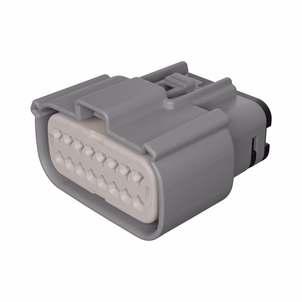 MX150 Mat-Sealed Female Connector Assembly, Dual Row, 16 Circuits, Keying Option B, with Clipslot, without Connector Position Assurance, Light Gray for sale