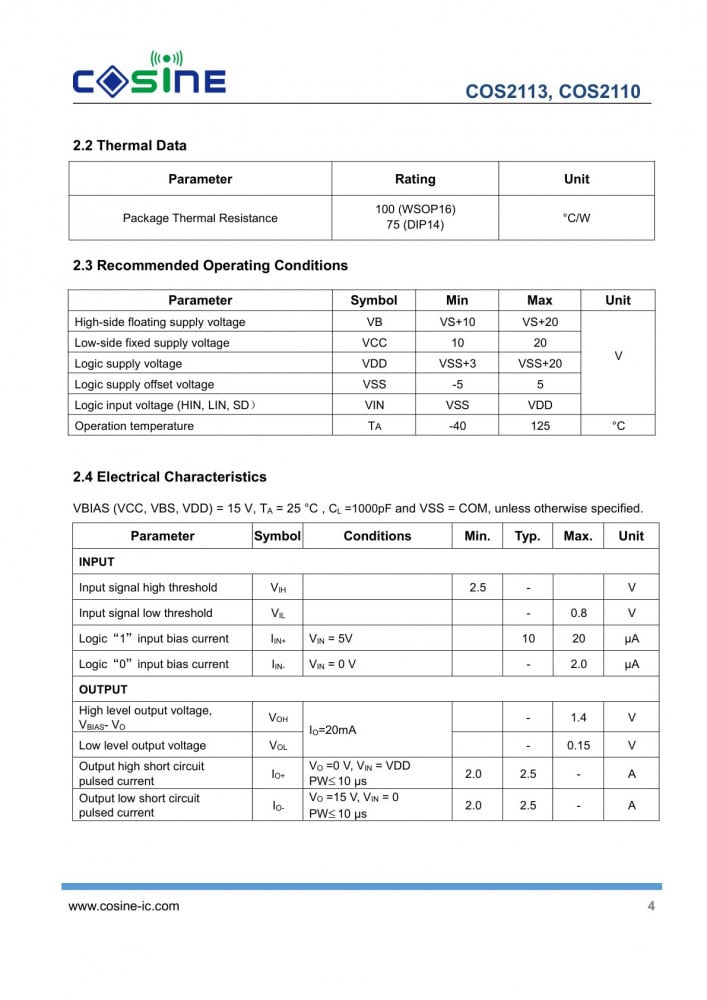 COS2110PBF datasheet page 4
