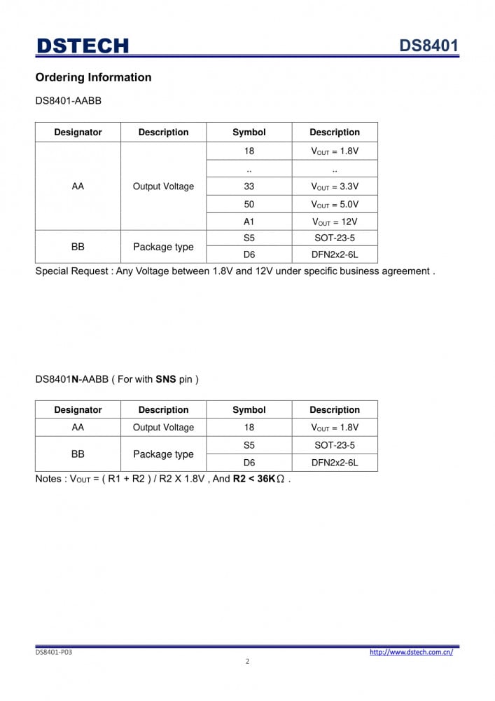 DSTECH DS8401N datasheet page 2