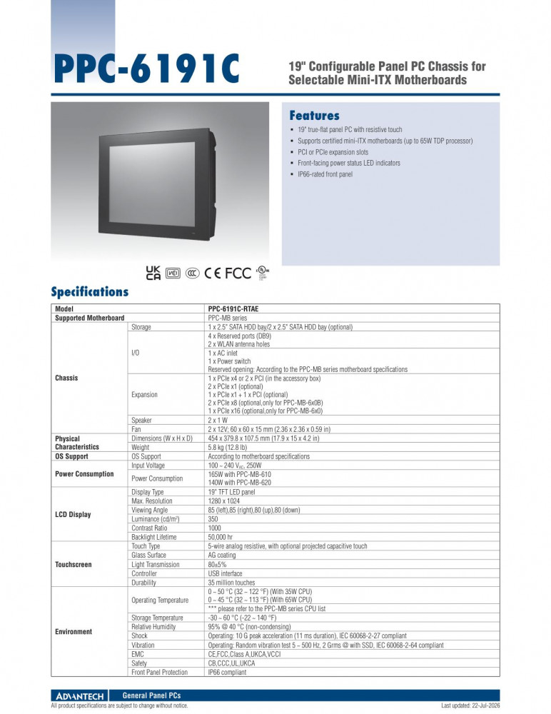 PPC-6191C technical document page 1
