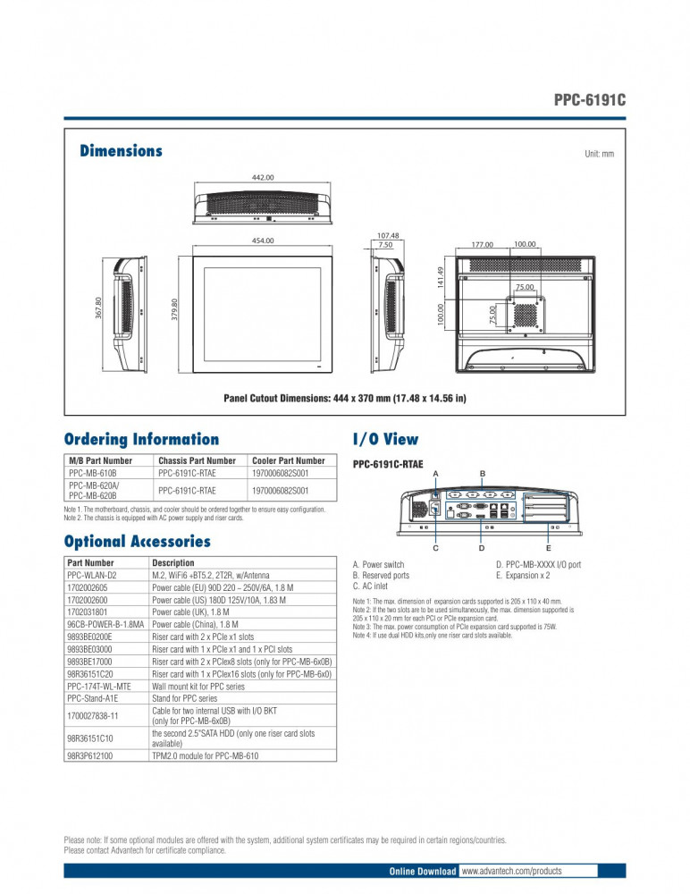 PPC-6191C technical document page 2