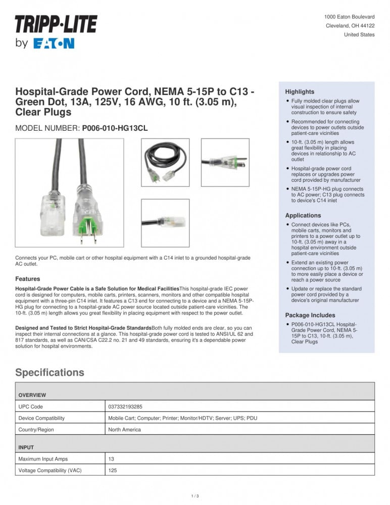 P006-010-HG13CL technical document page 1