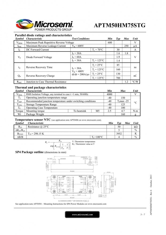 APTM50HM75STG datasheet page 3