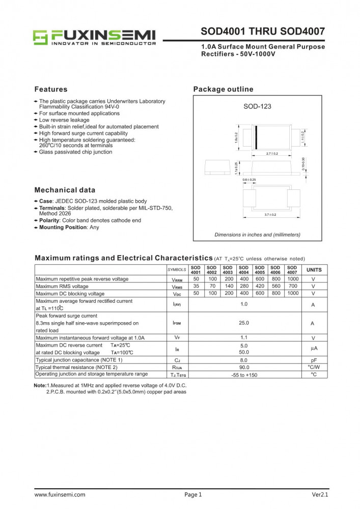 SOD4007 datasheet page 1