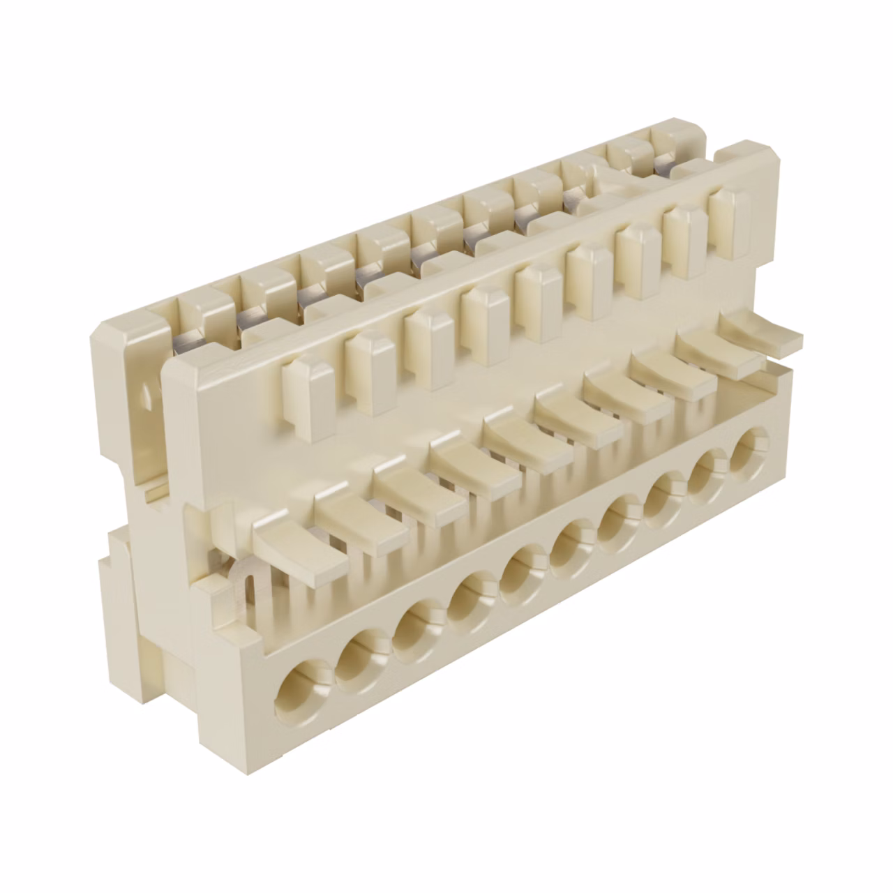 Appli-Mate RAST 2.5 Connector, 2.50mm Pitch, Female, 6 Circuits, Polarizing Rib Between 4/5, Closed Endwalls, Brown Color Stripe, Tin Plating