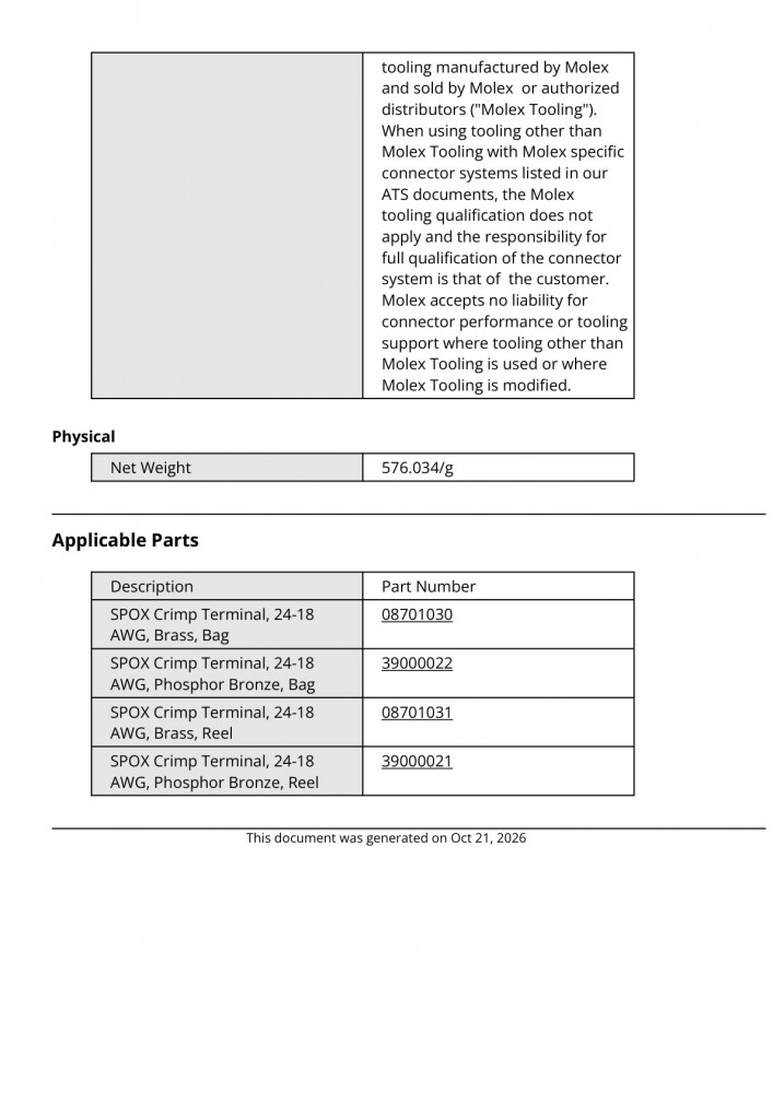 MOLEX 638116500 tooling document preview, page 3