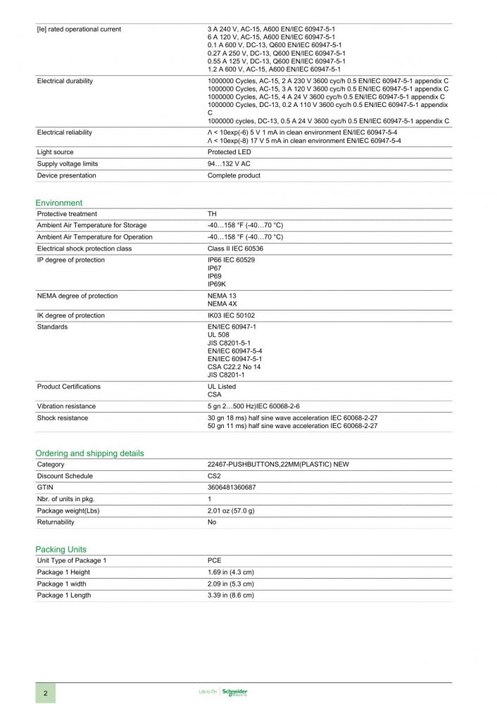 XB5FK123G5 technical document page 2