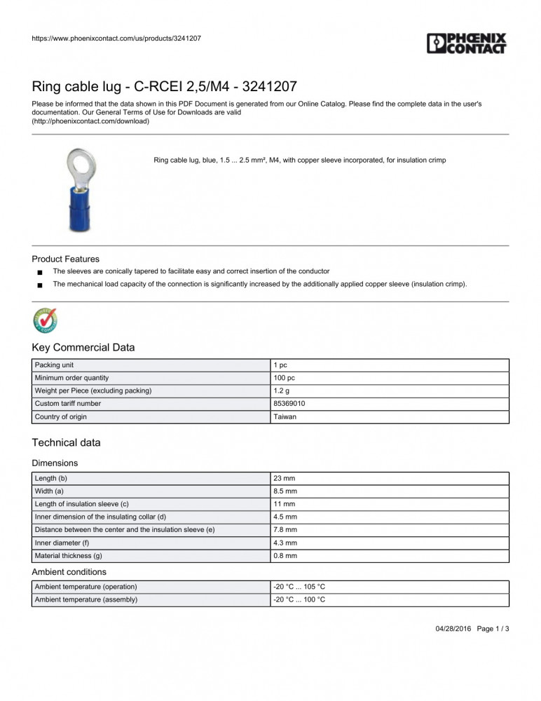 Phoenix Contact 3241207 product data page
