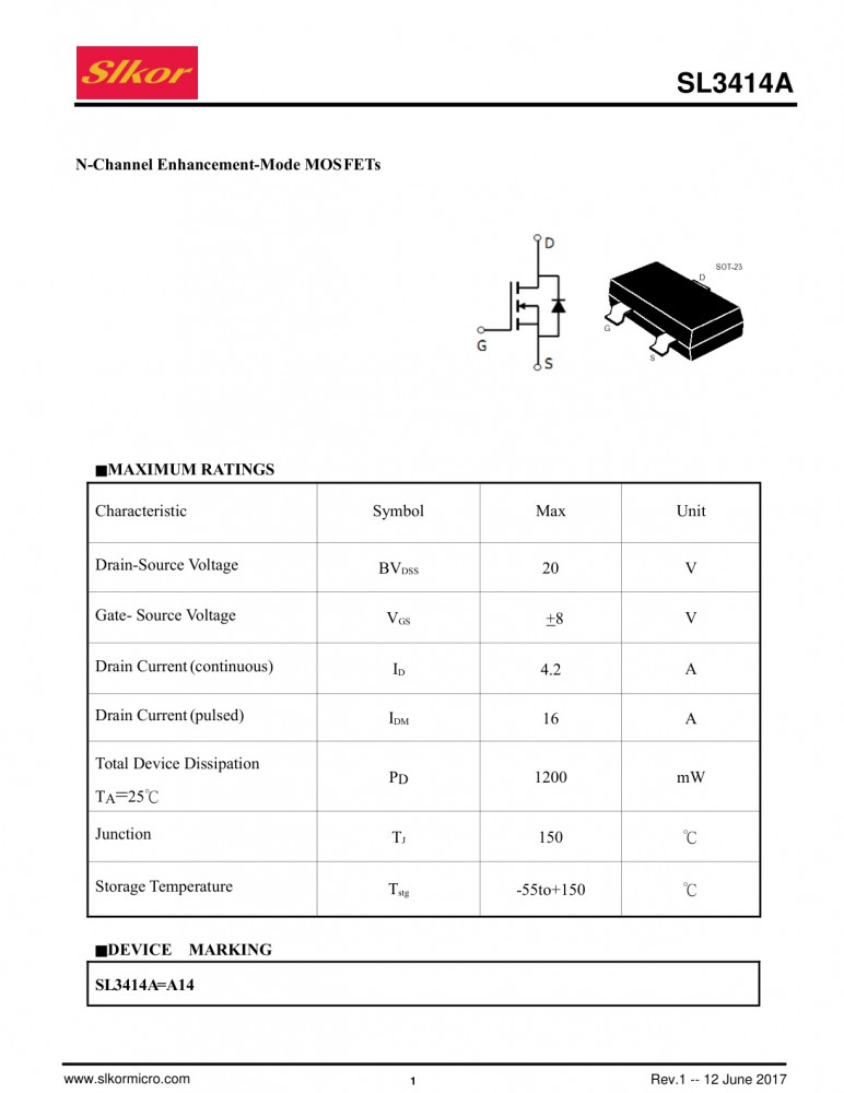 SL3414A datasheet page 1