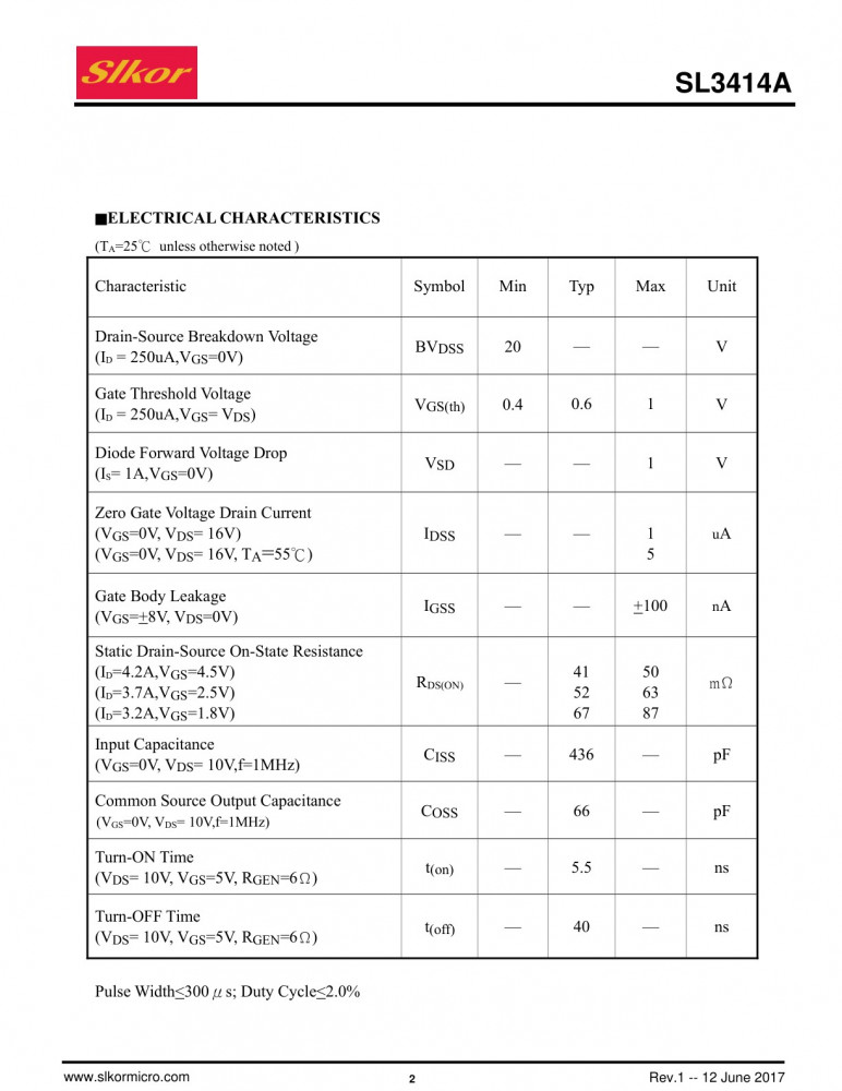 SL3414A datasheet page 2