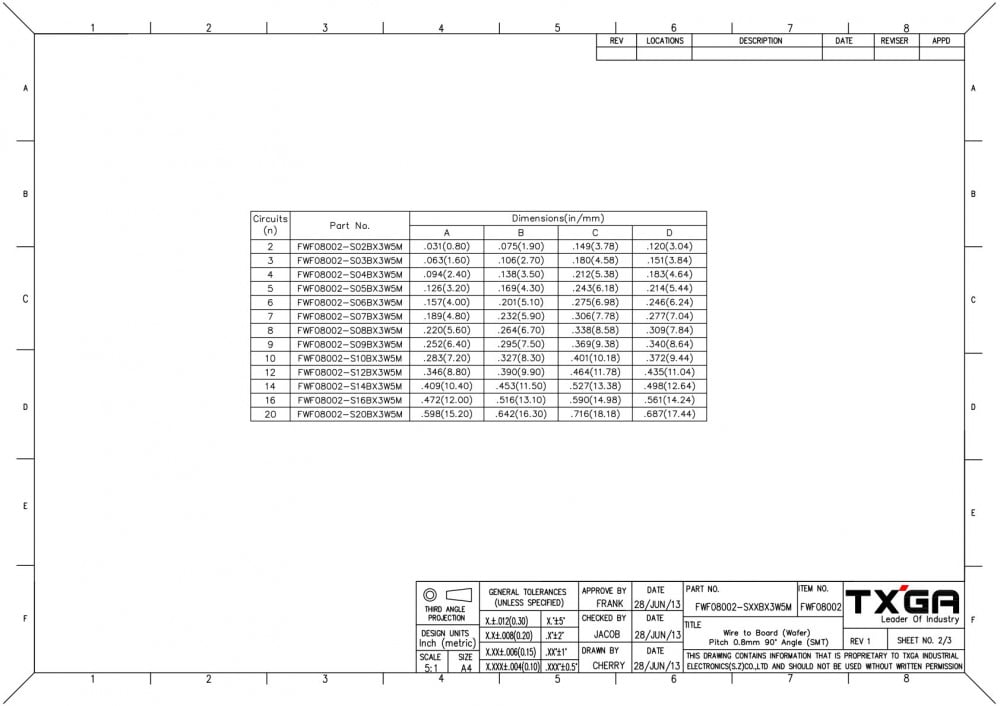 TXGA FWF08002 drawing page 2