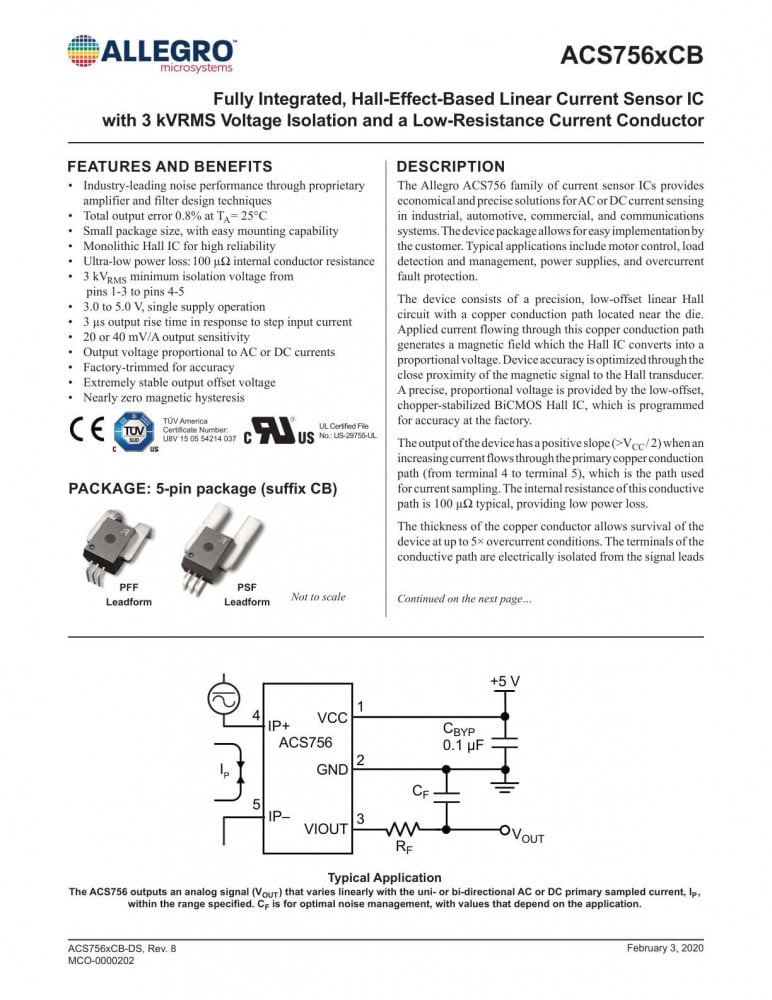 ACS756 datasheet page 1