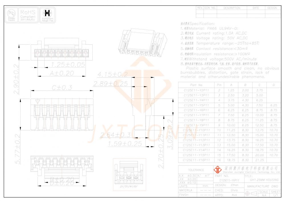 C125E11-Y8P11 technical drawing page