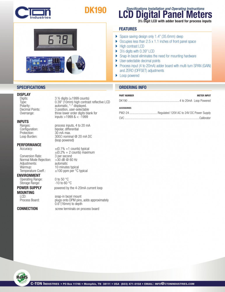 DK190 technical document, page 1