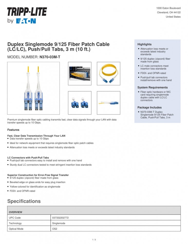 N370-03M-T technical document page 1
