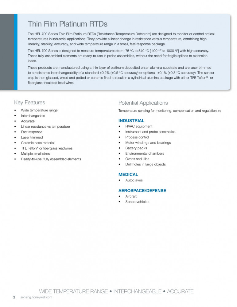 Honeywell HEL-700 Series datasheet page 2