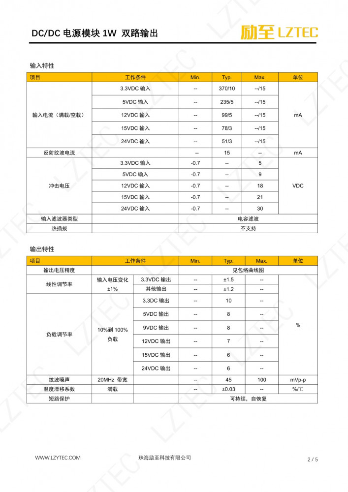 A1215S-1W datasheet page 2