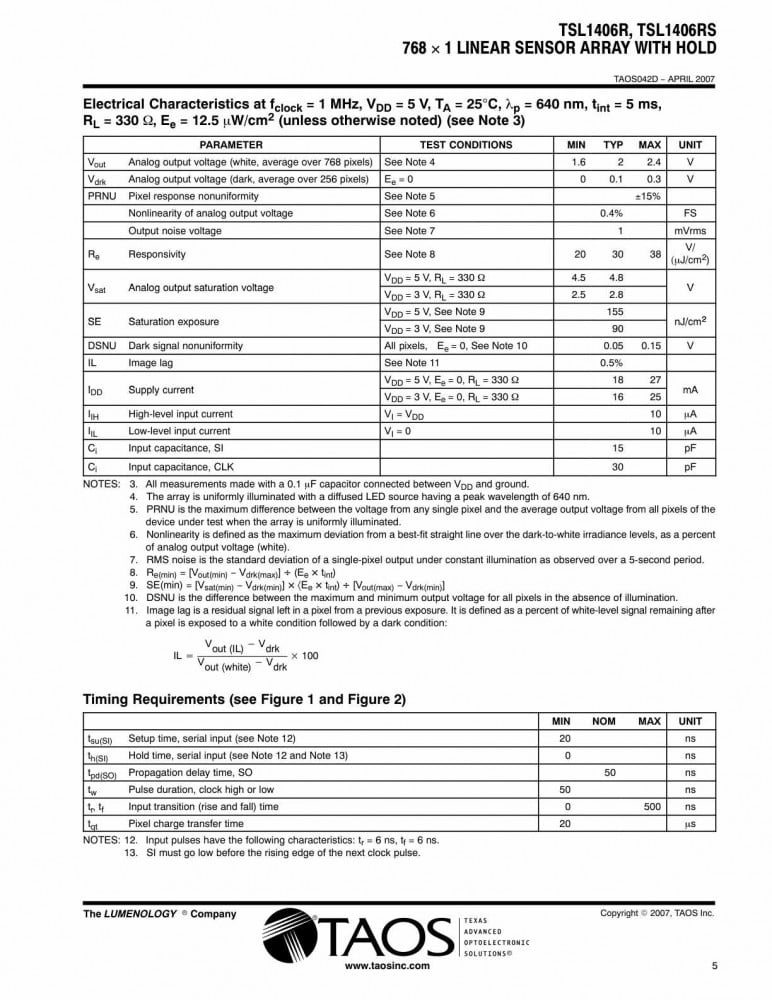 TSL1406R datasheet page 5