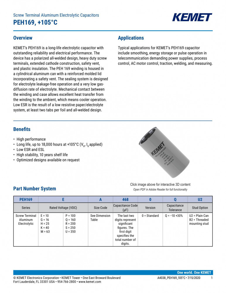 PEH169 datasheet page 1