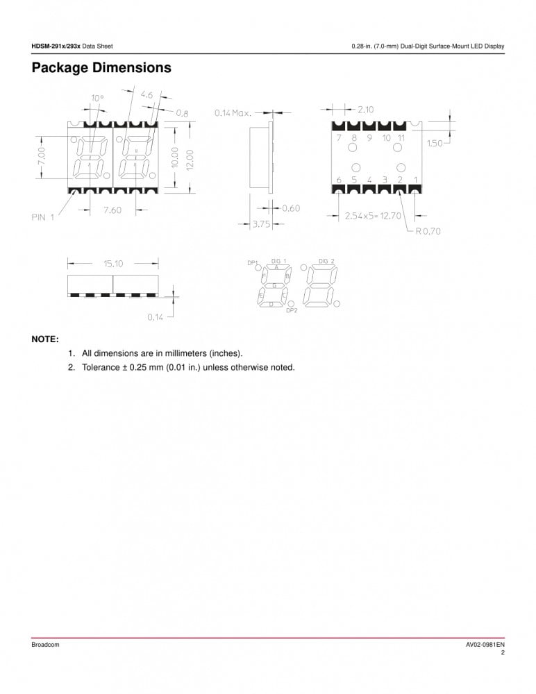 HDSM-291F datasheet page 2