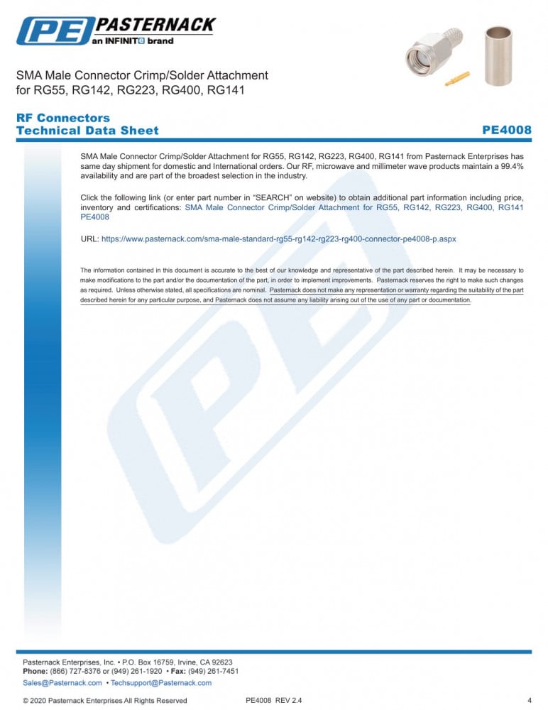 PE4008 technical data sheet page 4