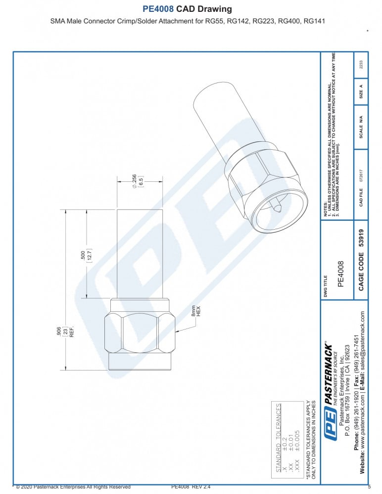 PE4008 technical data sheet page 5