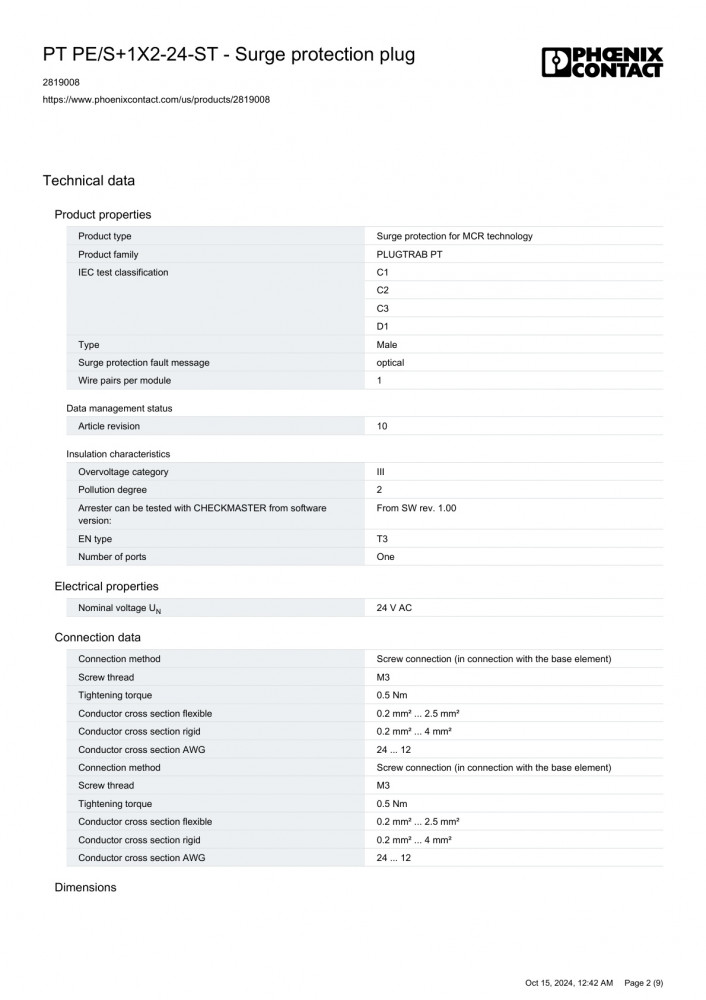 Phoenix Contact 2819008 technical document page 2
