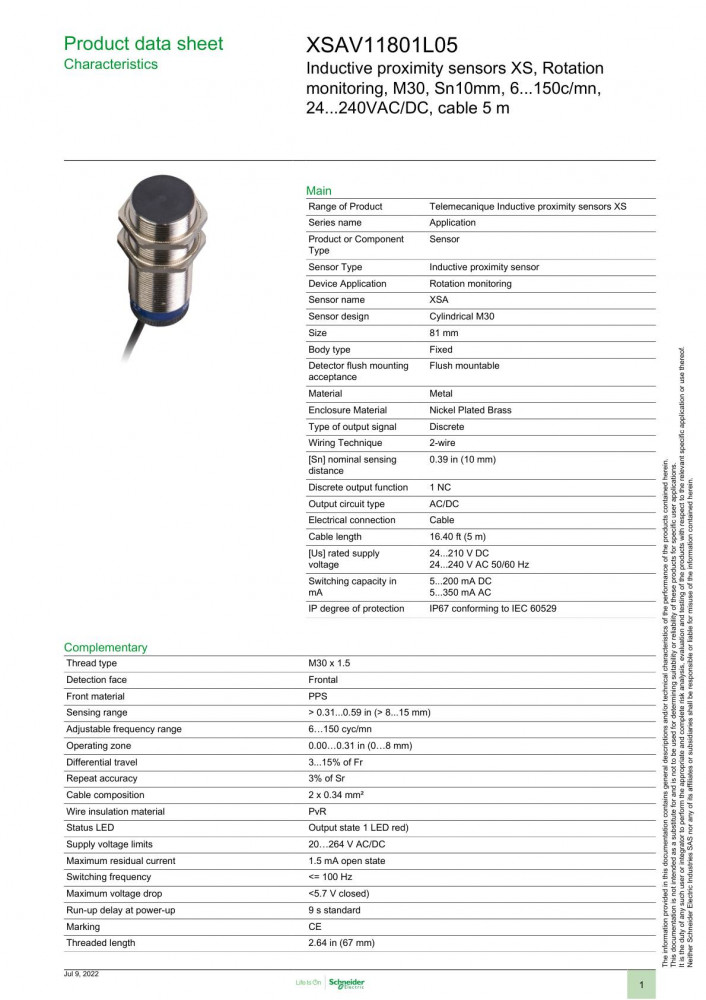 XSAV11801L05 technical document page 1