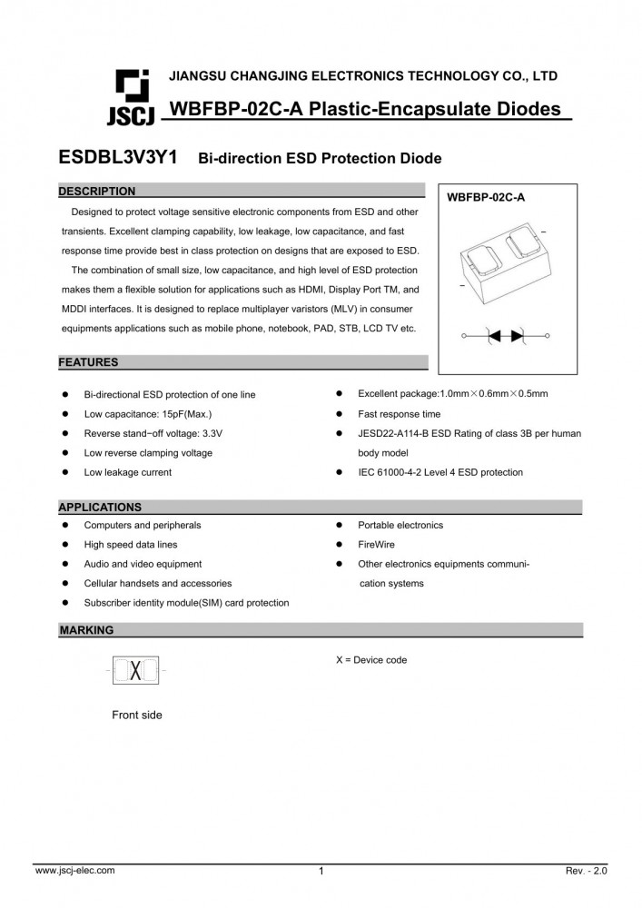 ESDBL3V3Y1 datasheet page 1