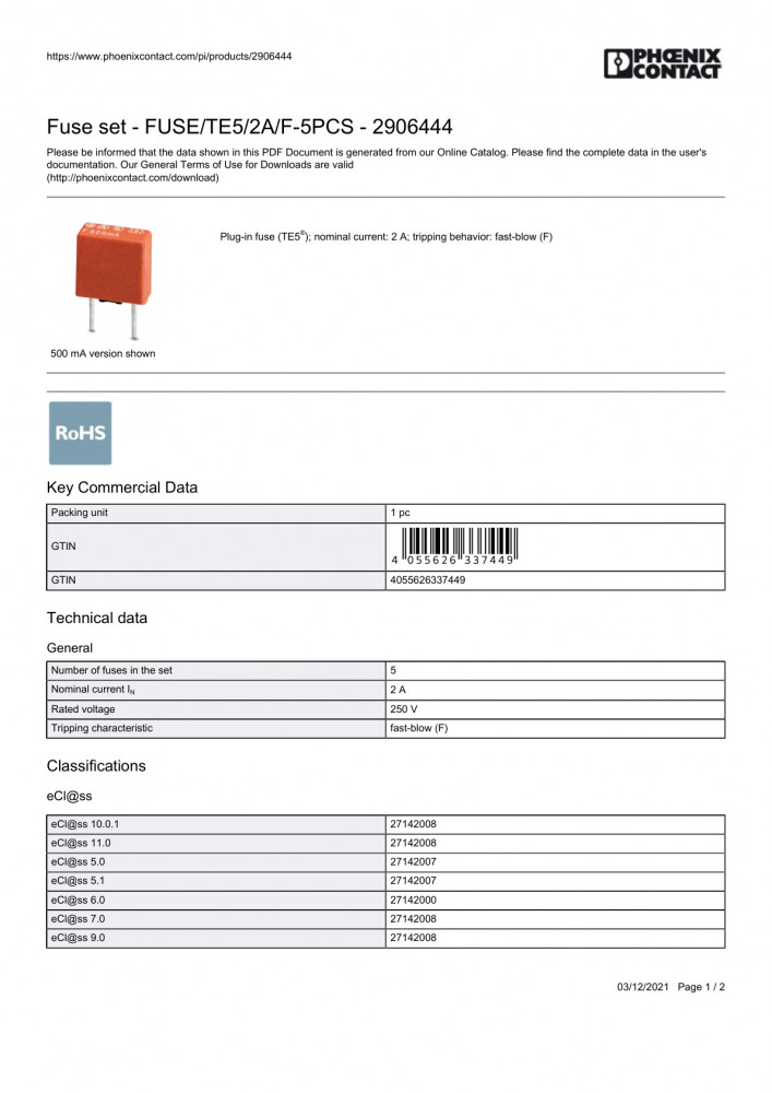 Phoenix Contact 2906444 technical document page 1