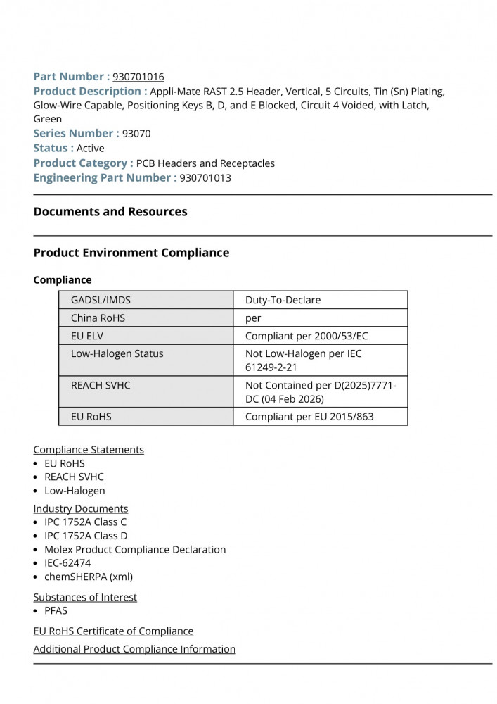 930701016 technical document preview, page 1