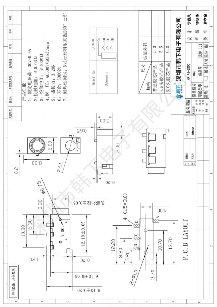 HX PJ-320D approval document page 1