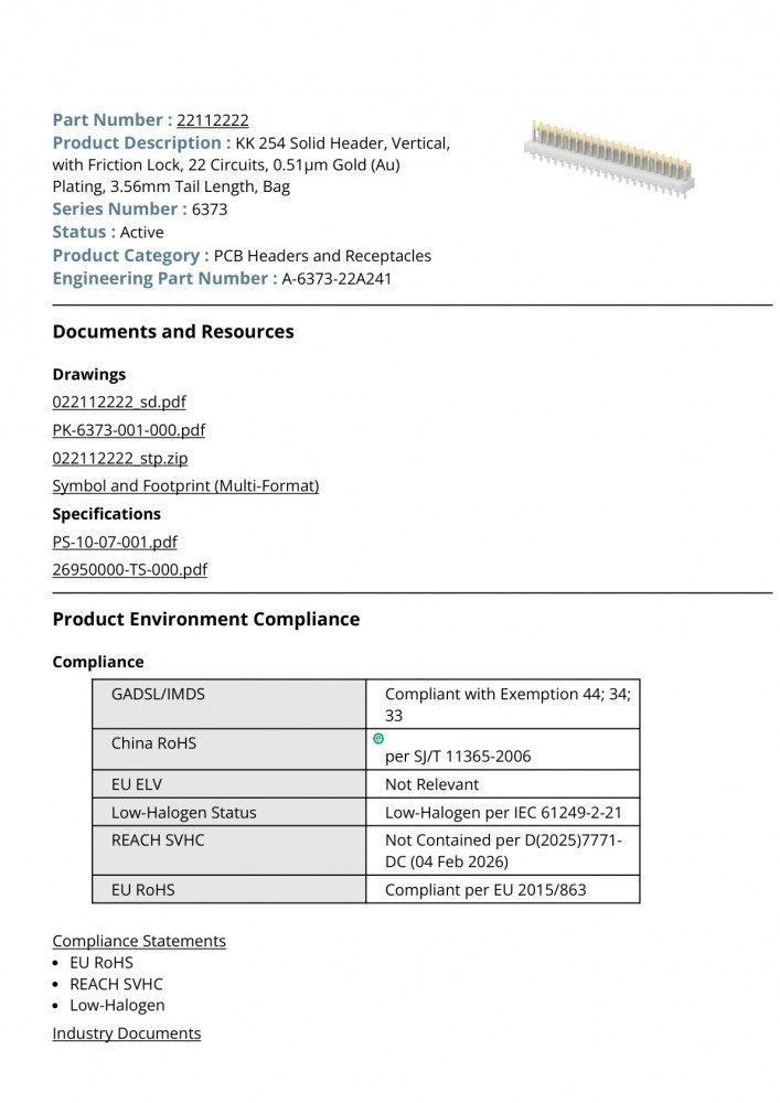 MOLEX 22112222 technical document image 1