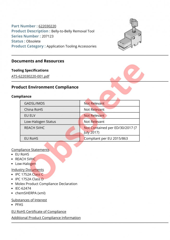 Molex 622030220 technical document page 1