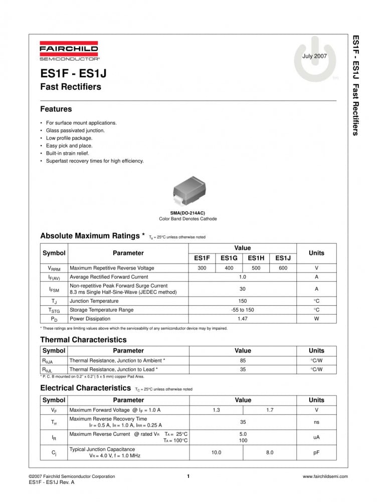 ES1J datasheet page 2