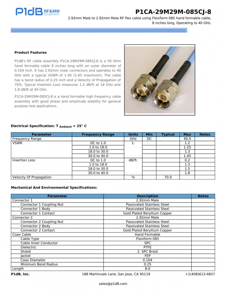 P1CA-29M29M-085CJ-8 technical document, page 1