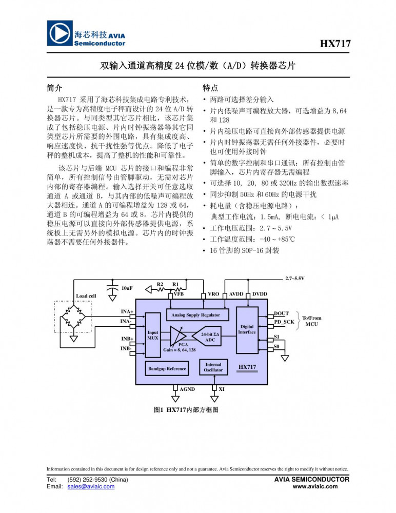 HX717 datasheet page 1