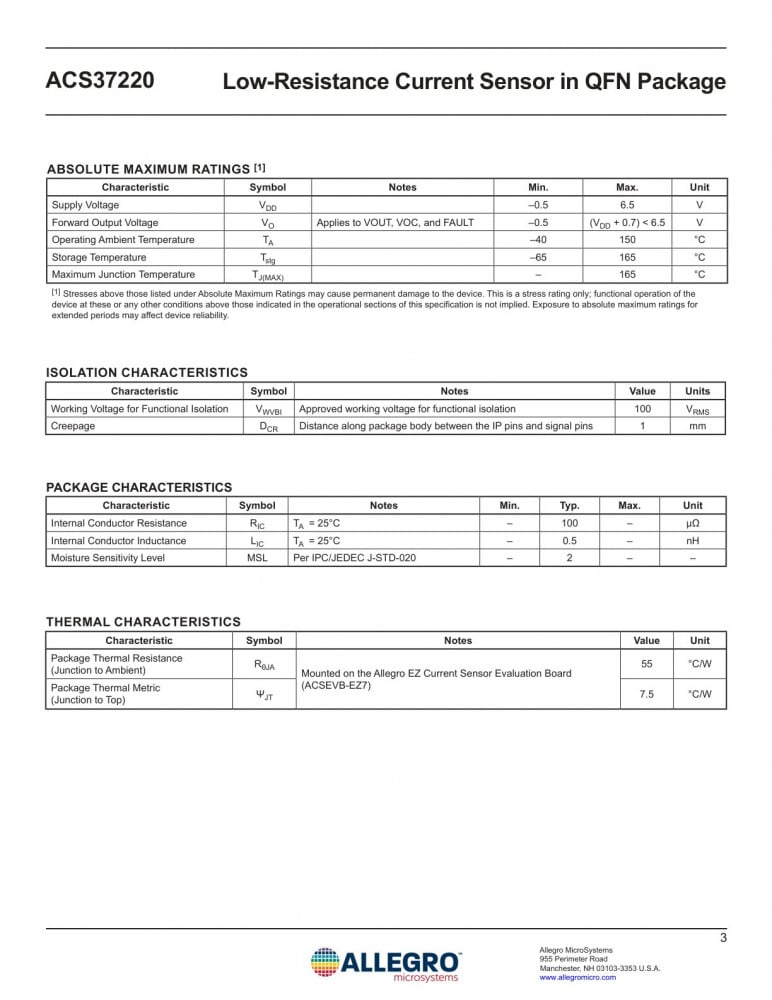 ACS37220 datasheet page 3